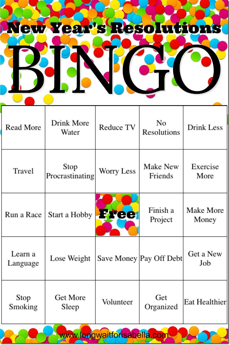 FREE Printable New Year s Resolutions Bingo 