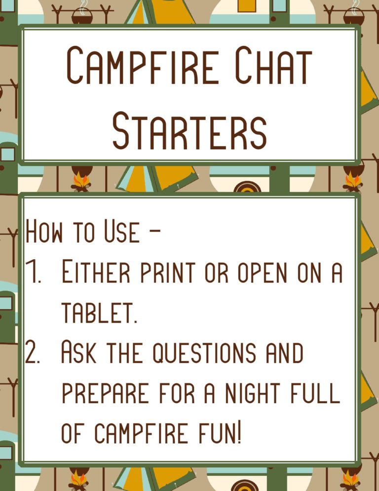 Campfire Conversation Starters FREE Printable! - Long Wait For Isabella